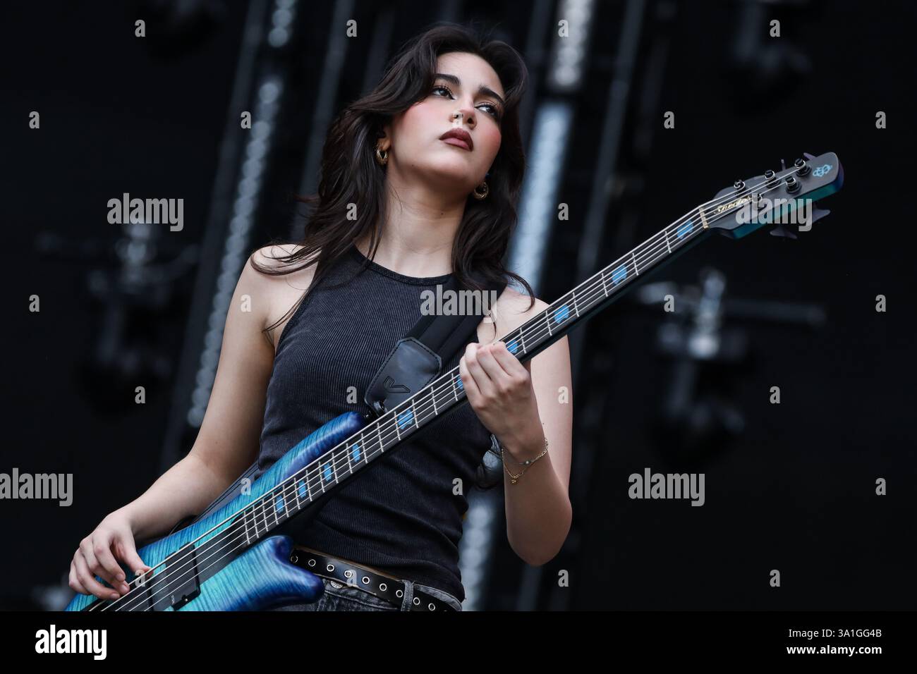 Sao Paulo, Brazil. 8th Mar 2025. Bassist for the band The Warning ...