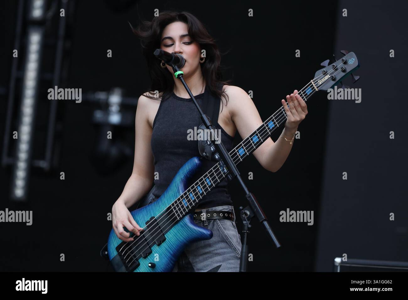 Sao Paulo, Brazil. 8th Mar 2025. Bassist for the band The Warning ...