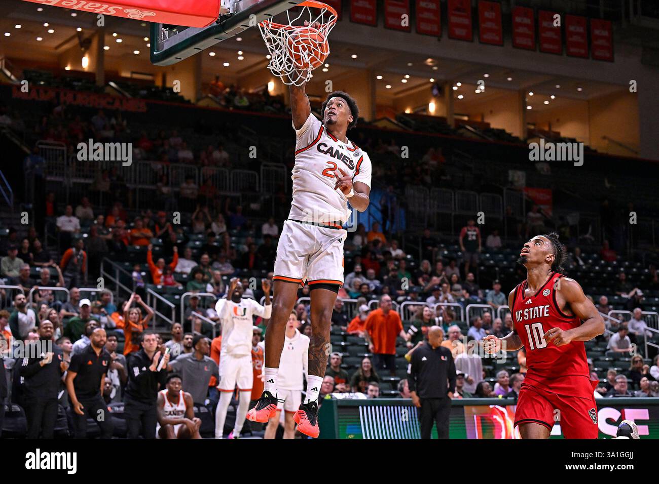CORAL GABLES, FL - MARCH 08: Miami forward Brandon Johnson (2) puts up ...