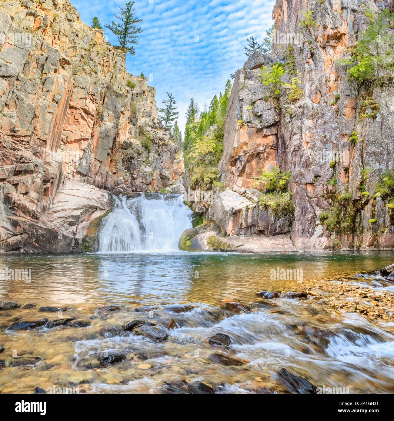 secluded waterfall on tenderfoot creek in the little belt mountains ...