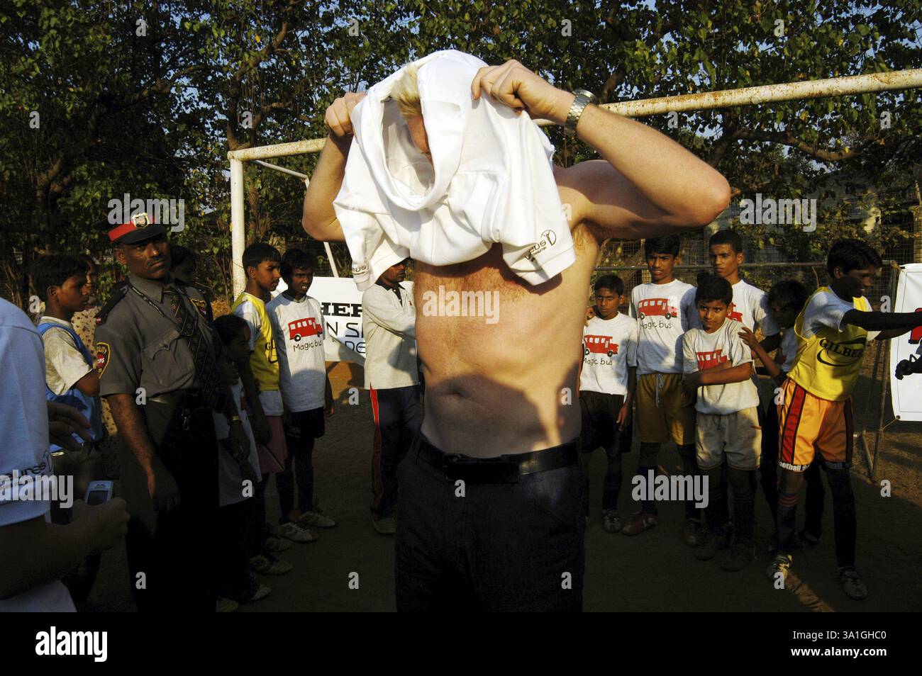 Boris Franz Becker visits a football program organized by an NGO Magic ...