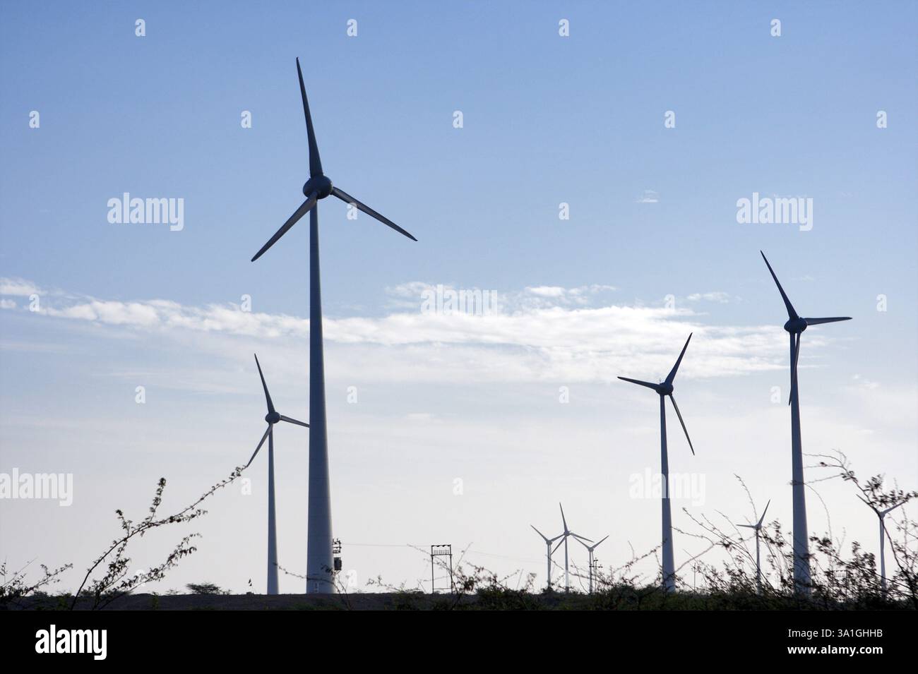 Infrastructure wind mill near Jamnagar, Gujarat, India, Asia Stock ...
