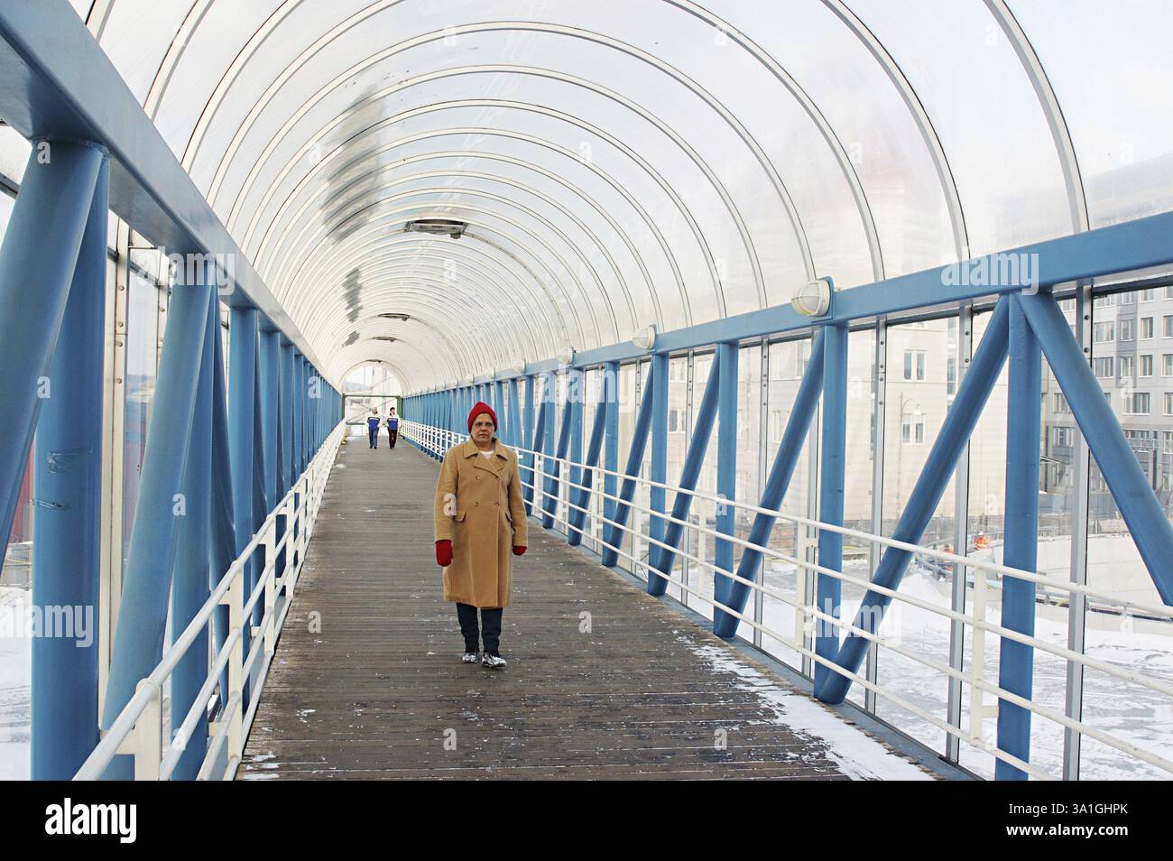 Road crossing pedestrian overhead bridge in Gothenburg, Sweden, Model ...
