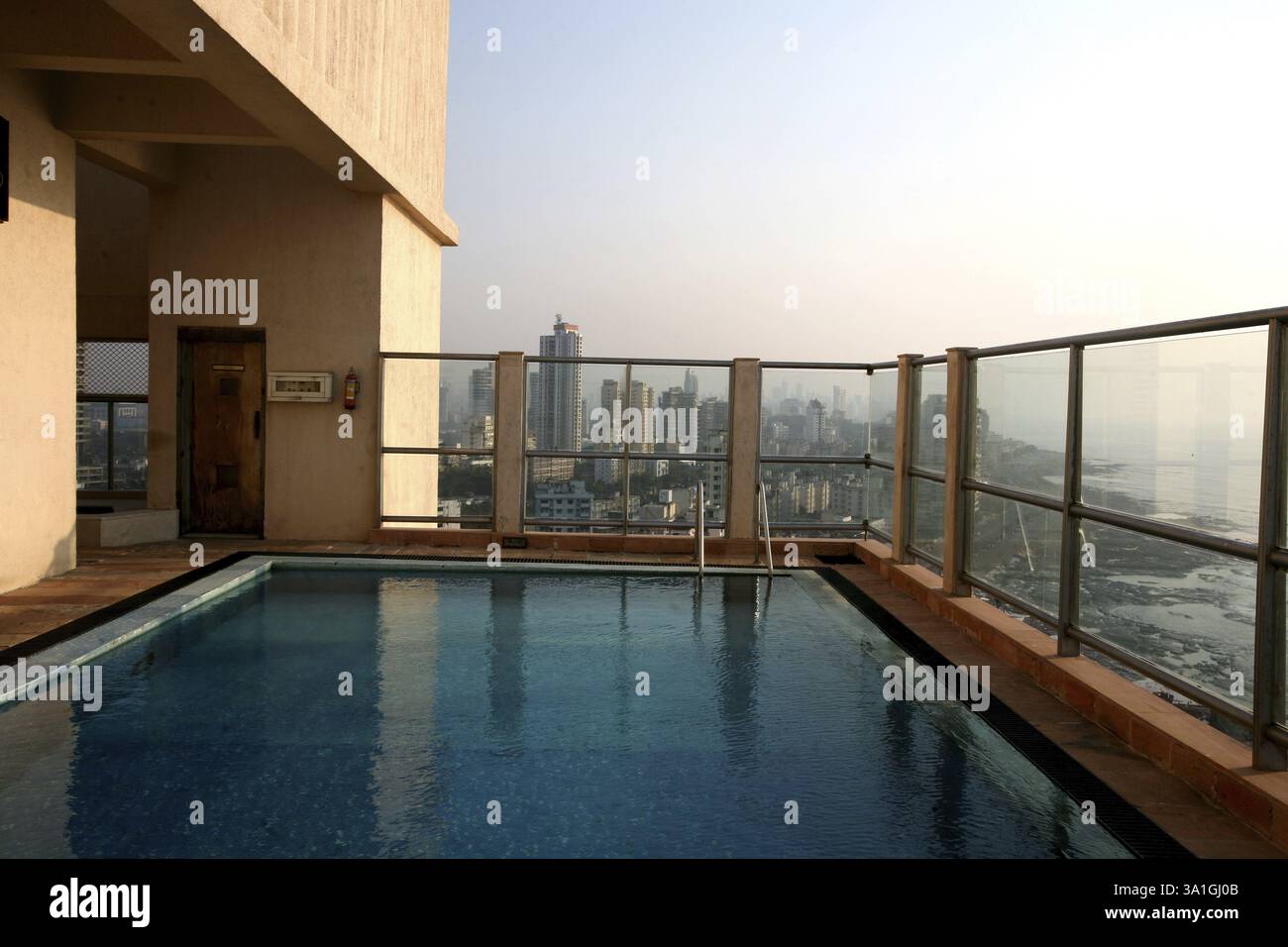 Swimming pool on top of high rise at Worli sea face in, Bombay Mumbai ...
