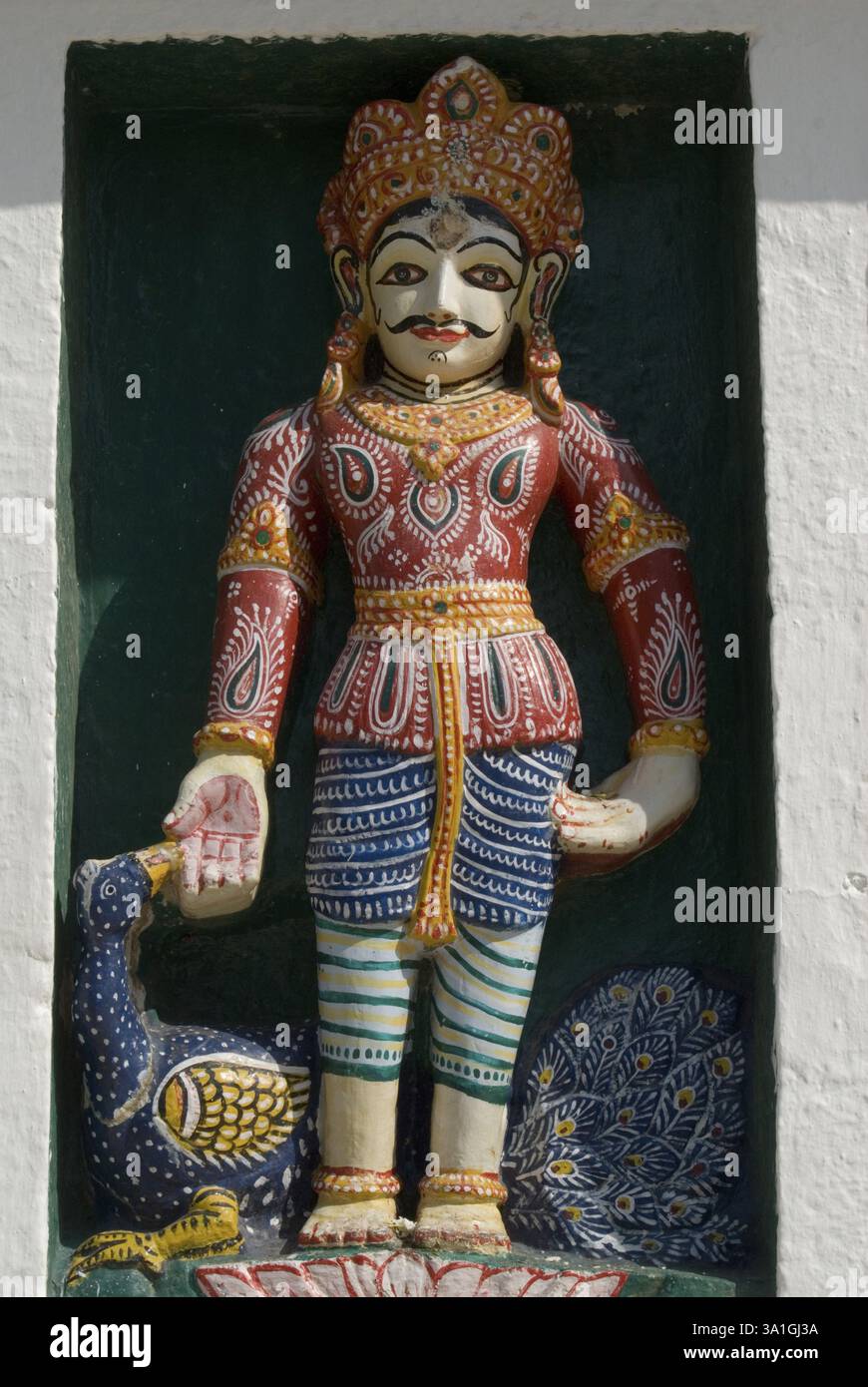 Sculpture of Kartikeya son of Shiva and brother to Ganesha at temple in ...