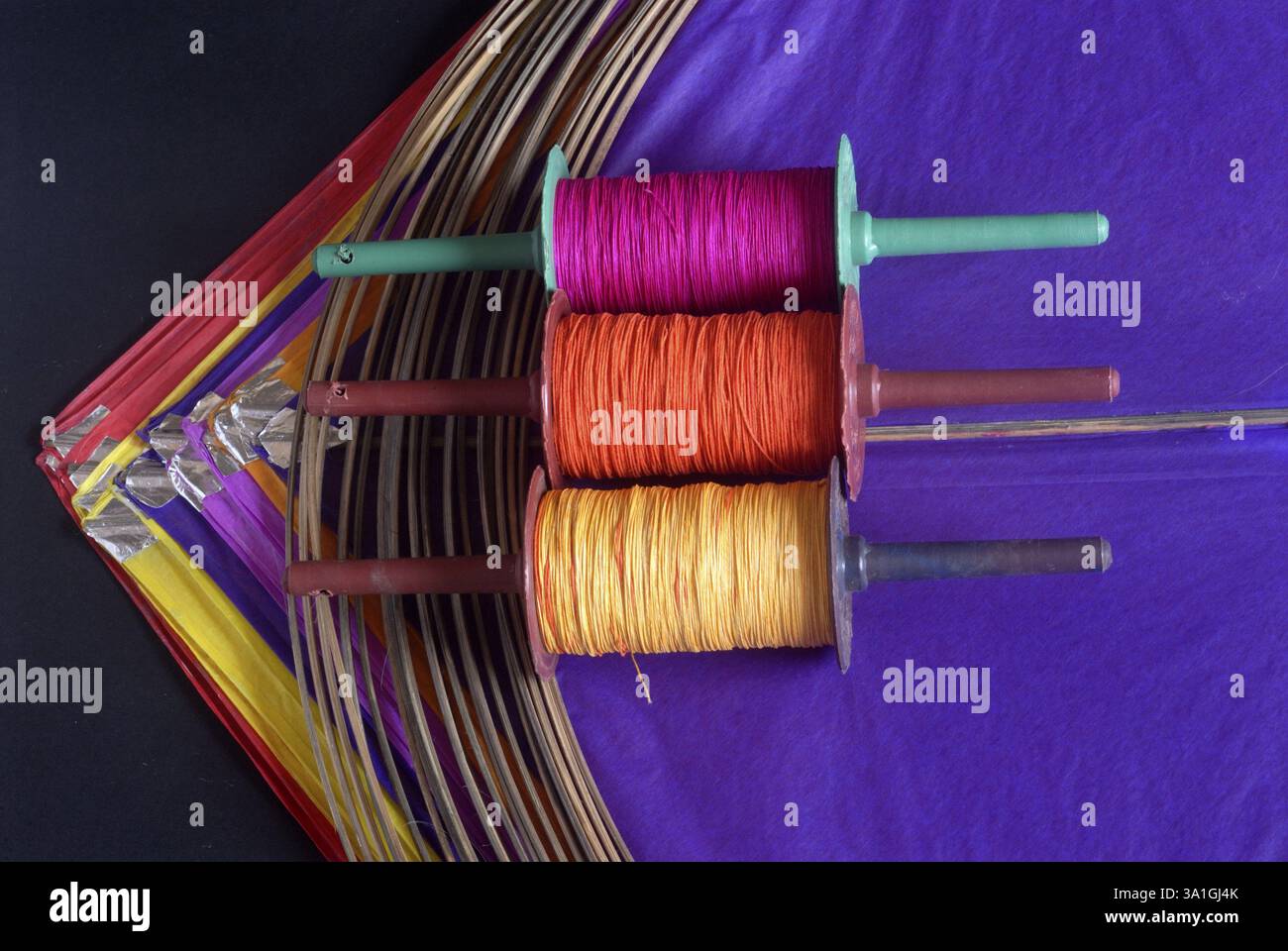 Kites, reels of colourful manja for celebrating Makara Sankranti ...