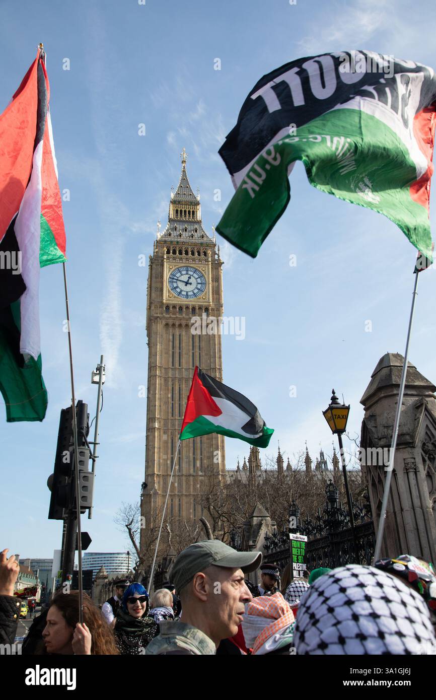London, England, UK. 8th Mar 2025. Pro-Palestine protesters gathered in ...
