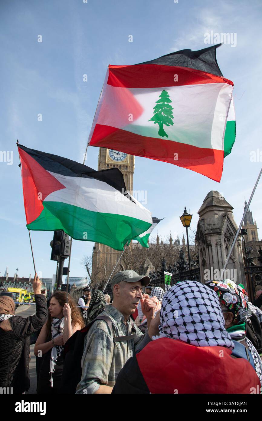 London, England, UK. 8th Mar 2025. Pro-Palestine protesters gathered in ...