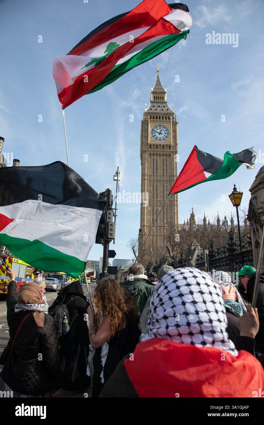 London, England, UK. 8th Mar 2025. Pro-Palestine protesters gathered in ...