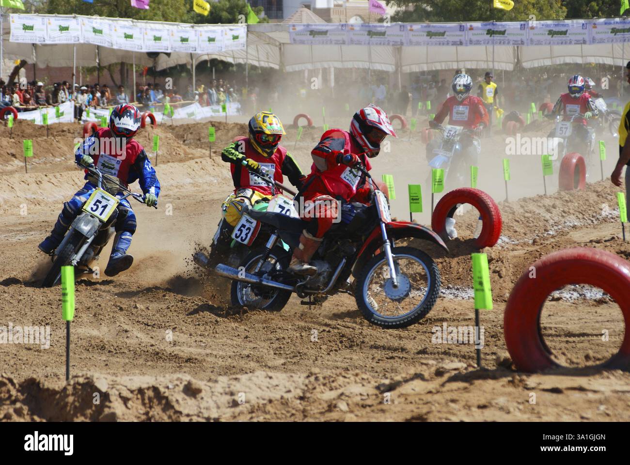 Bike riders participating in All India Saahas speed motocross, Jodhpur ...