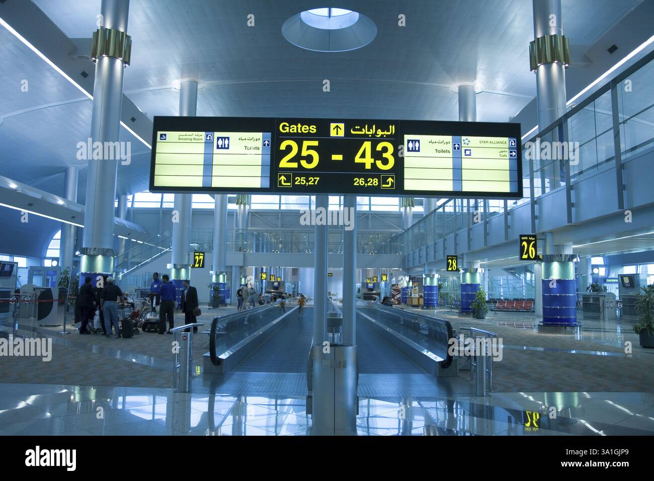 Sign board showing gate numbers of Dubai International Airport, Dubai ...