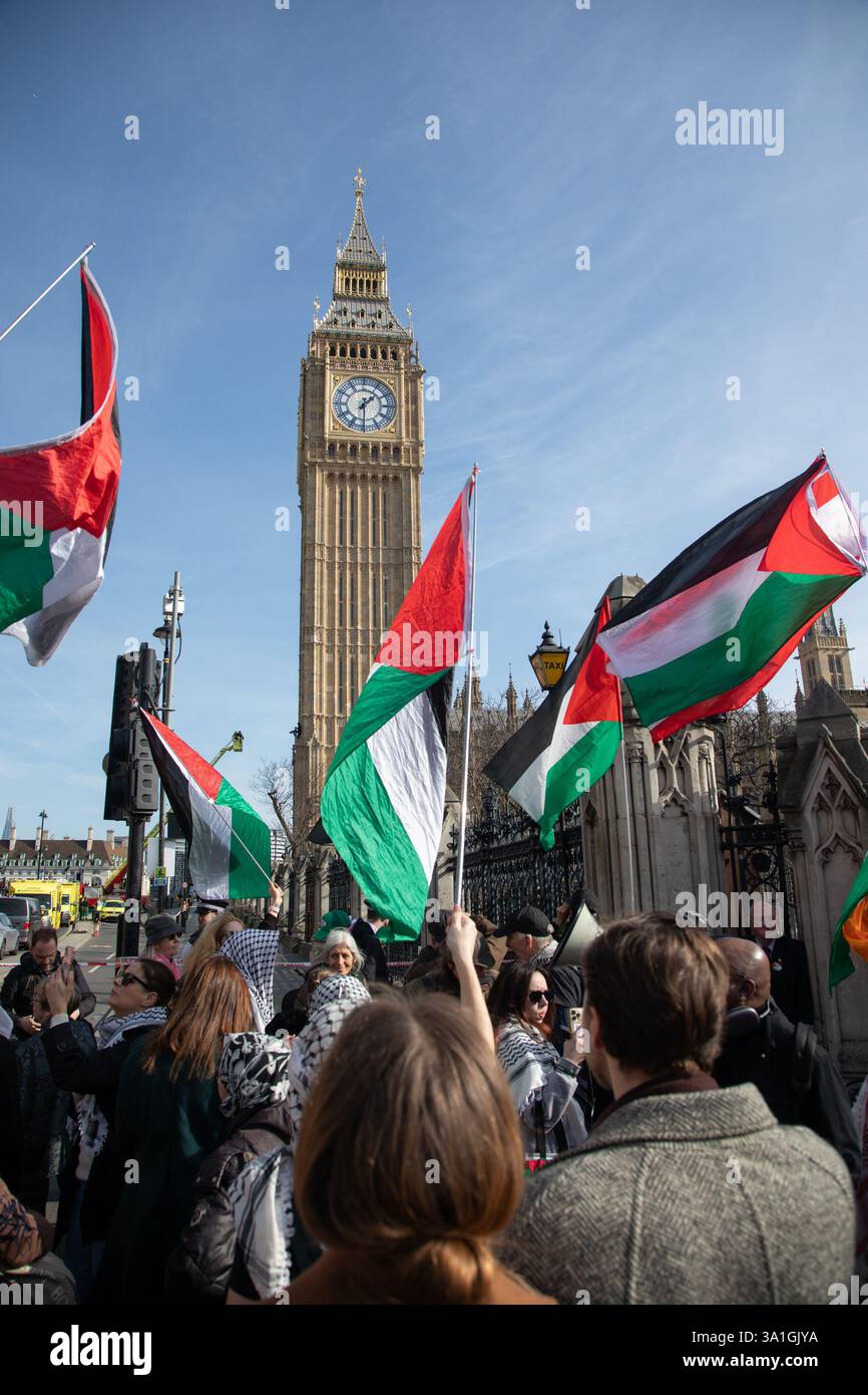 London, England, UK. 8th Mar 2025. Pro-Palestine protesters gathered in ...