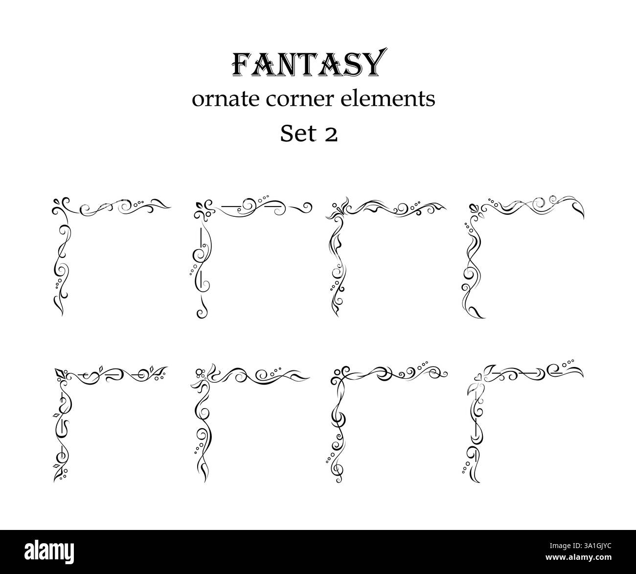 Fantasy vignette corner elements Stock Vector Image & Art - Alamy