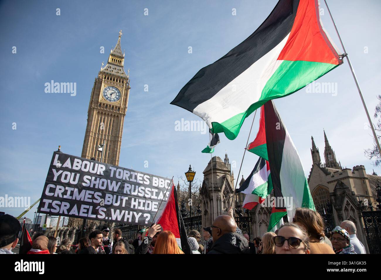London, England, UK. 8th Mar 2025. Pro-Palestine protesters gathered in ...