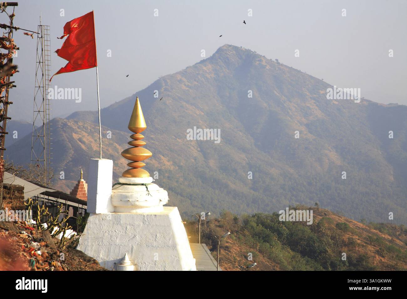 Goddess Durga Devi's Ambe Mata Jivdani Mandir temple on top of the hill ...