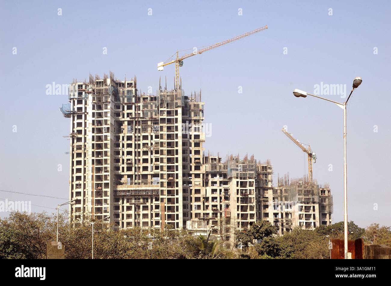 Construction site of multistorey building towers using modern ...
