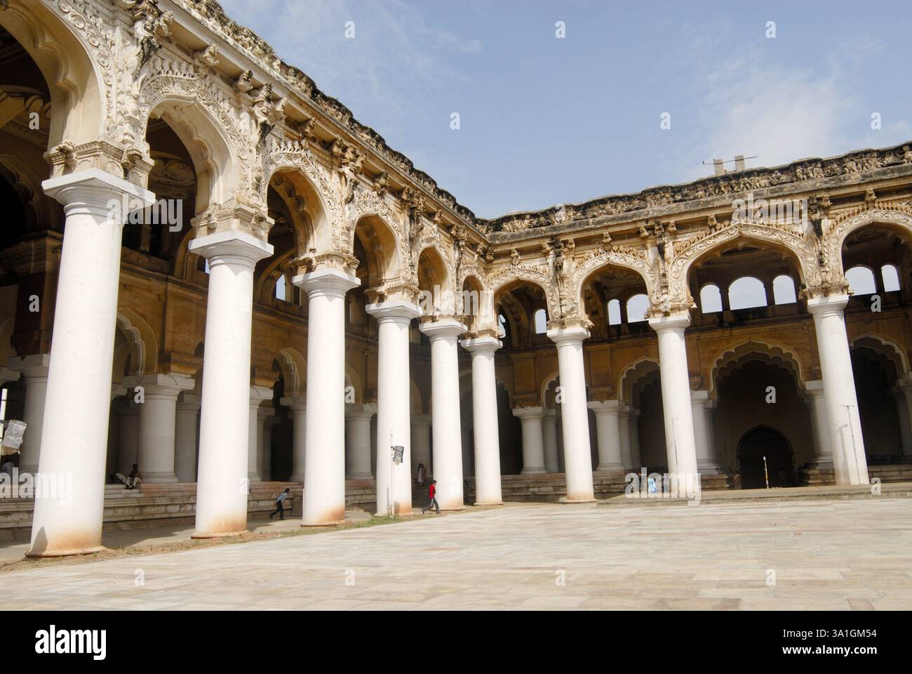 Grand columns and stucco work at Thirumalai Nayak (Naick) palace built ...