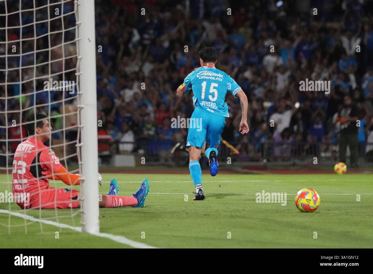 Cruz Azul's Ignacio Rivero, center, celebrates scoring his side's first ...
