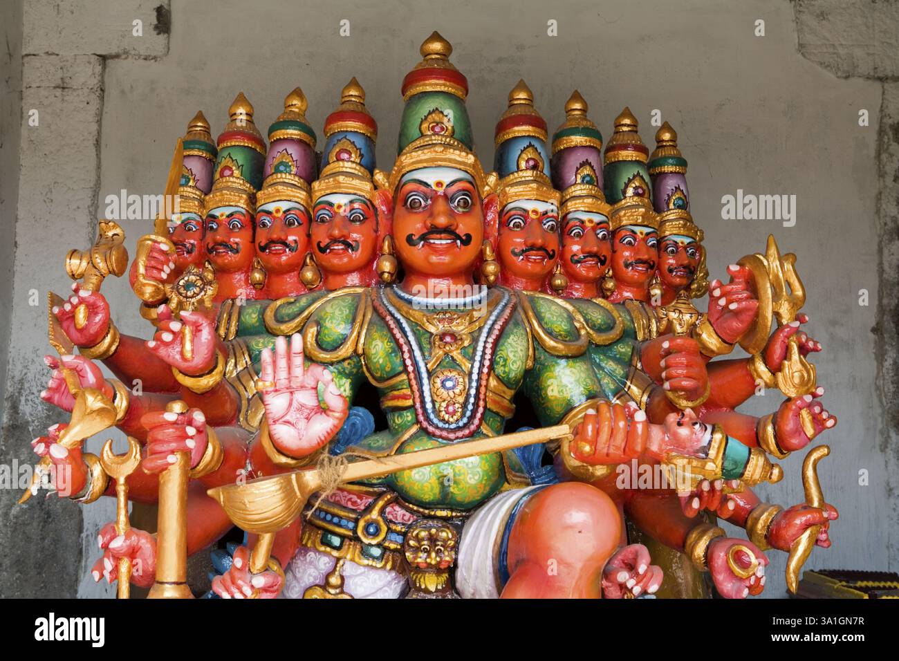 Statue of Ravana with nine head with ten head in temple in Chennai ...