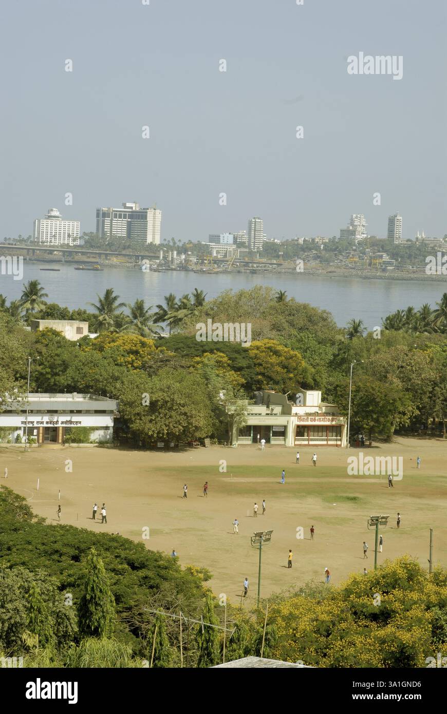 Aerial view of Shivaji park ground with Bandra Worli sea link bridge at ...
