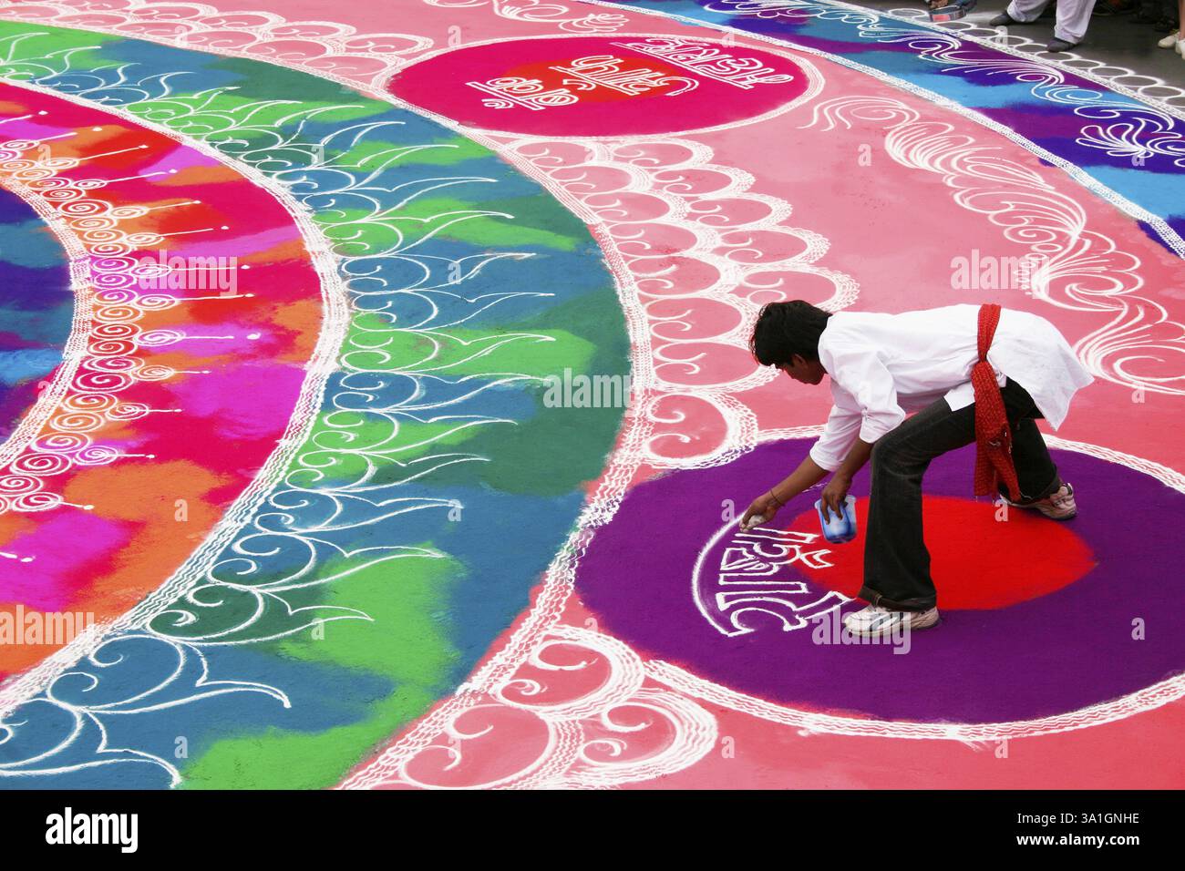 Huge circular artwork called rangoli traditional cultural and heritage ...