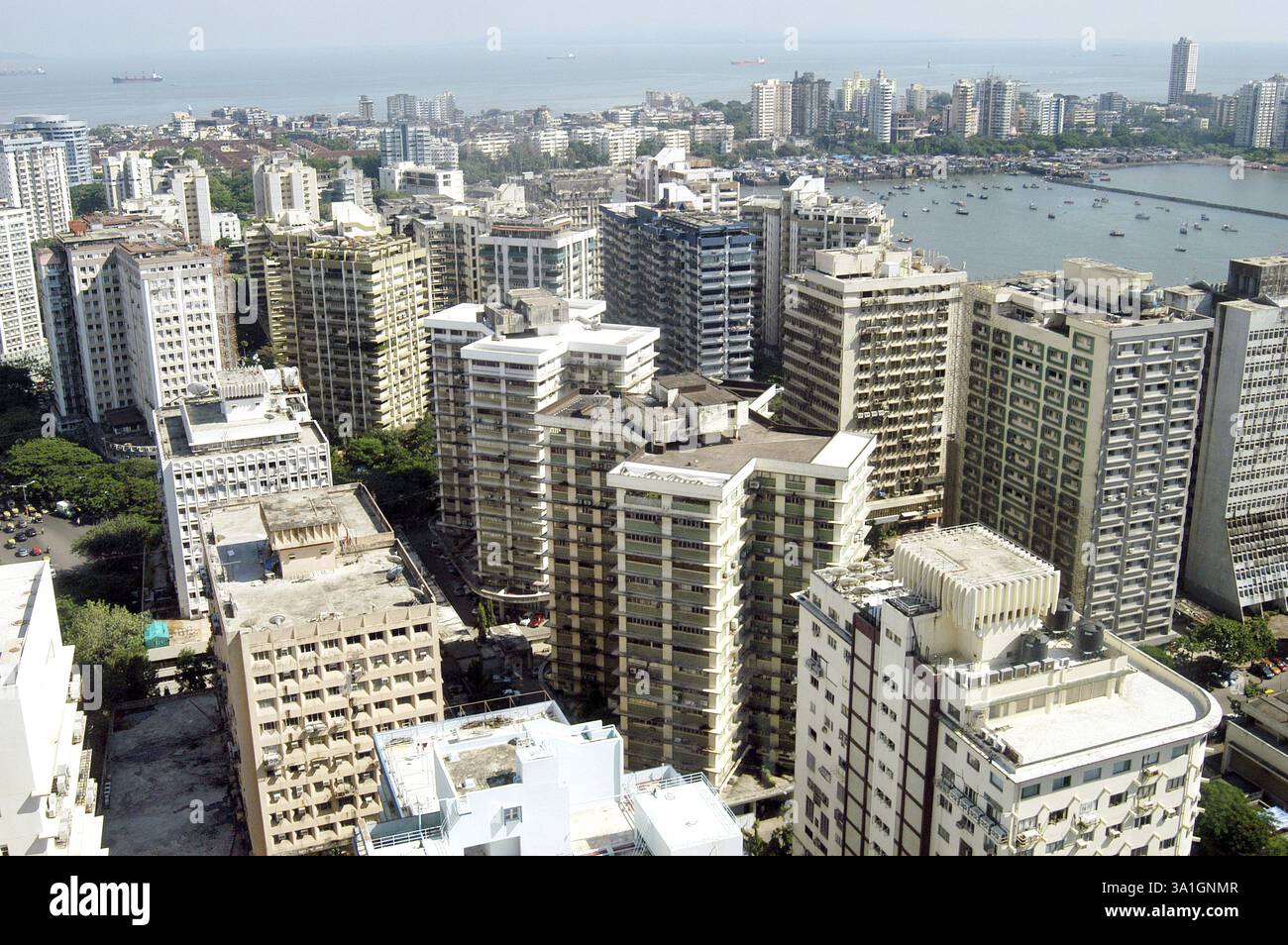 Aerial view of high rise buildings at Nariman Point Central Business ...