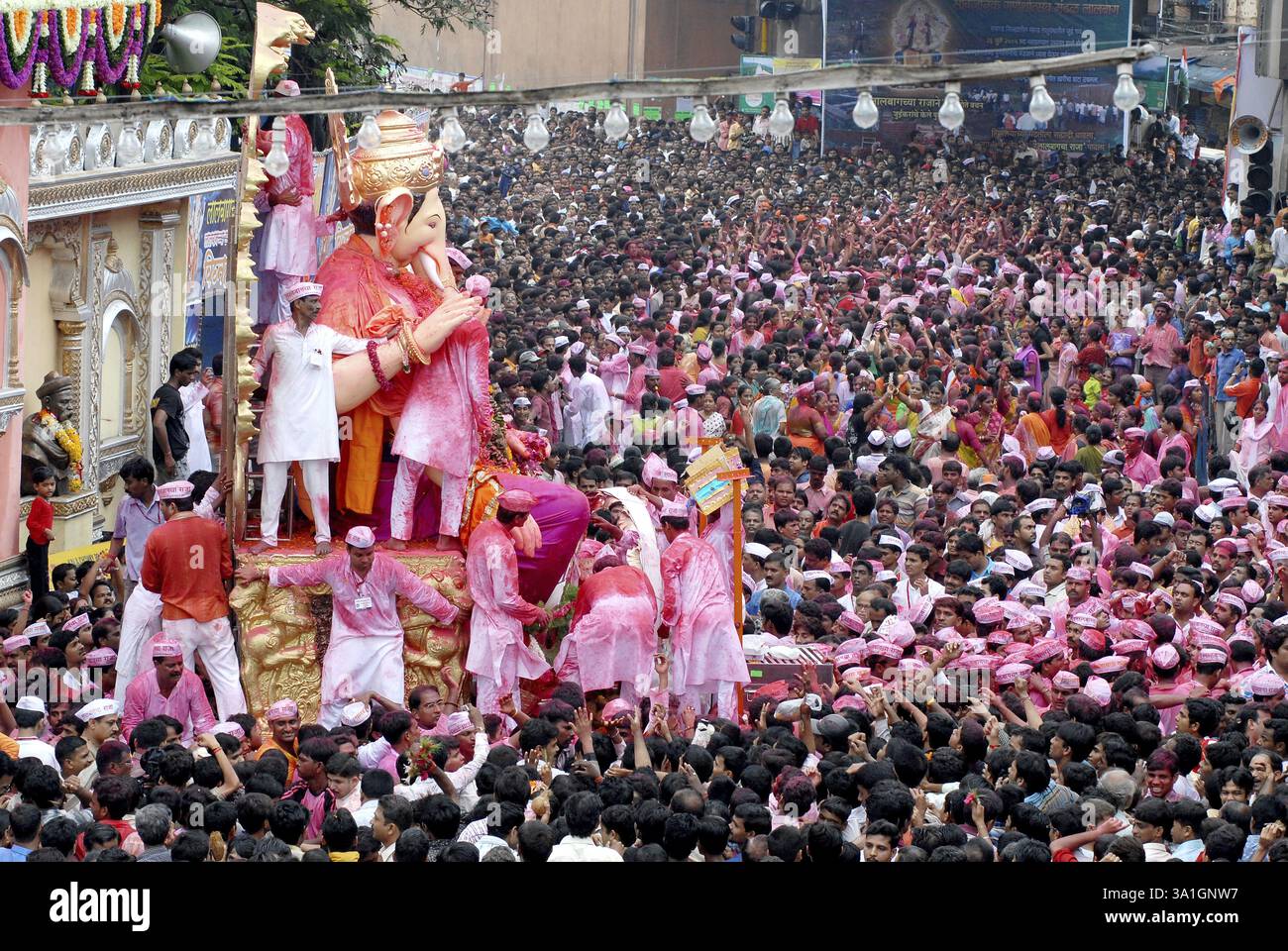 Lalbaugcha Raja (elephant headed god) going for immersion in to the sea ...