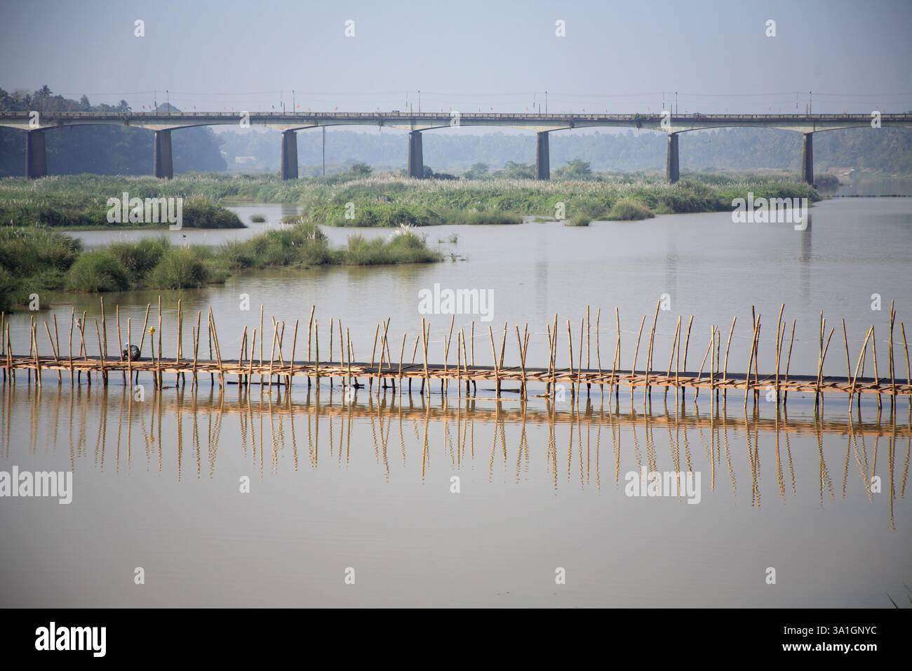 Bridge made of concrete for vehicles and other made of wood for ...