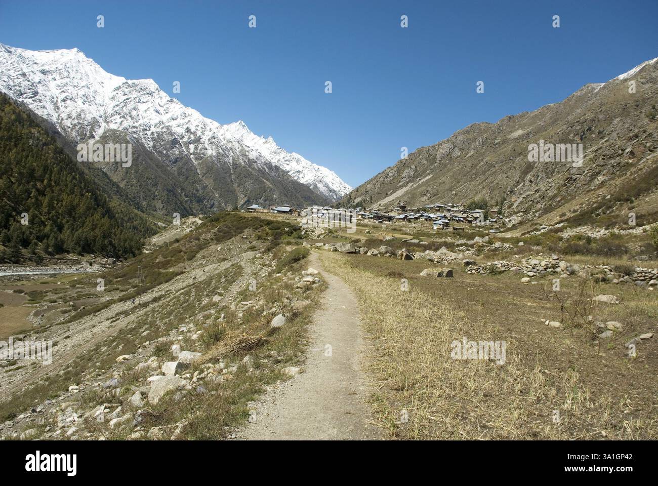 Citkul village at Sangla Valley, Himachal Pradesh, India, Asia Stock ...