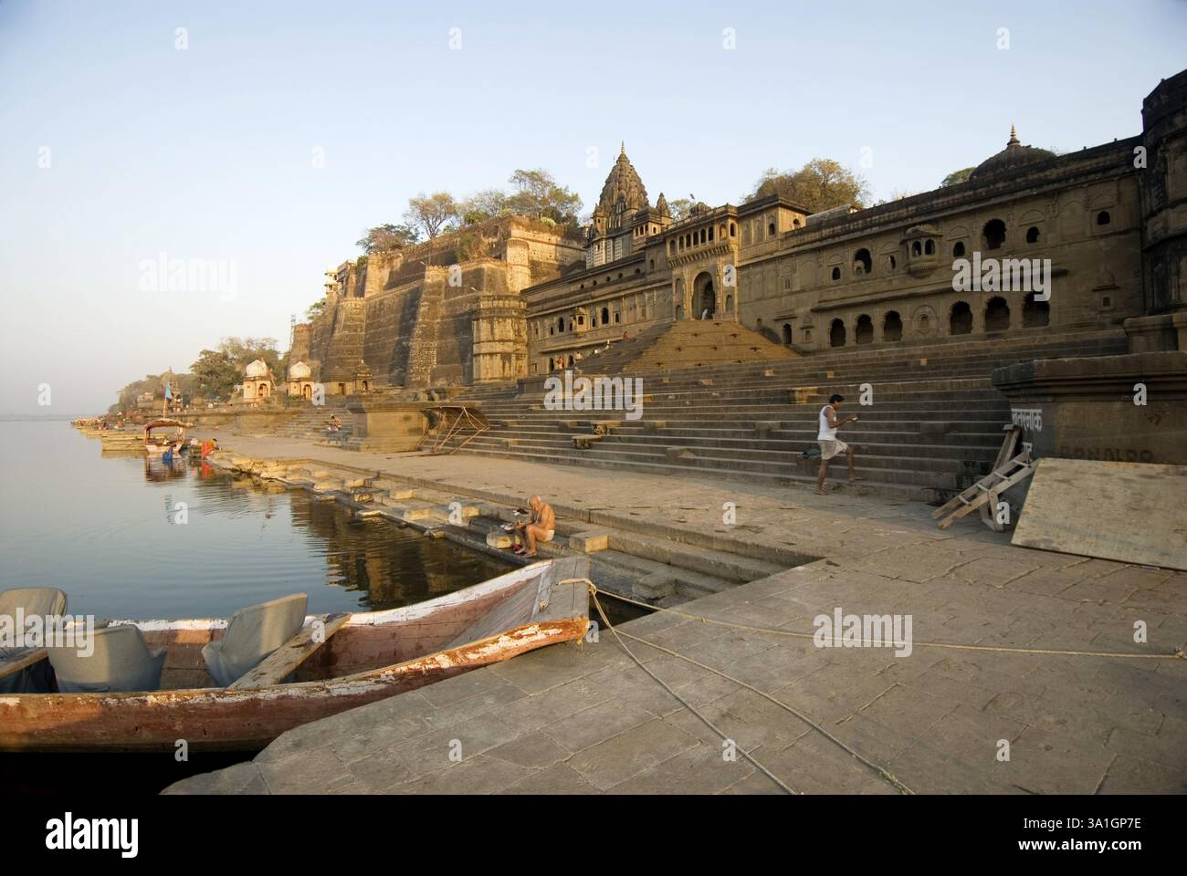 Maheshwar ghat temple fort and palace on the bank of river Narmada ...