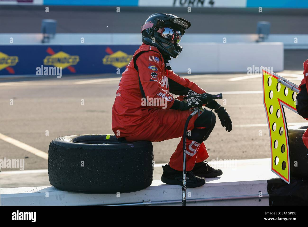 AVONDALE, AZ - MARCH 08: A pit crewmember for Justin Allgaier (#7 JR ...