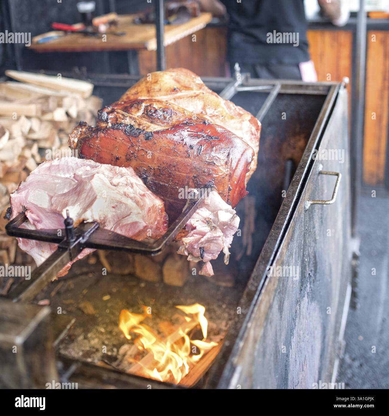 A fresh and tasty grilled pork knuckle Stock Photo - Alamy