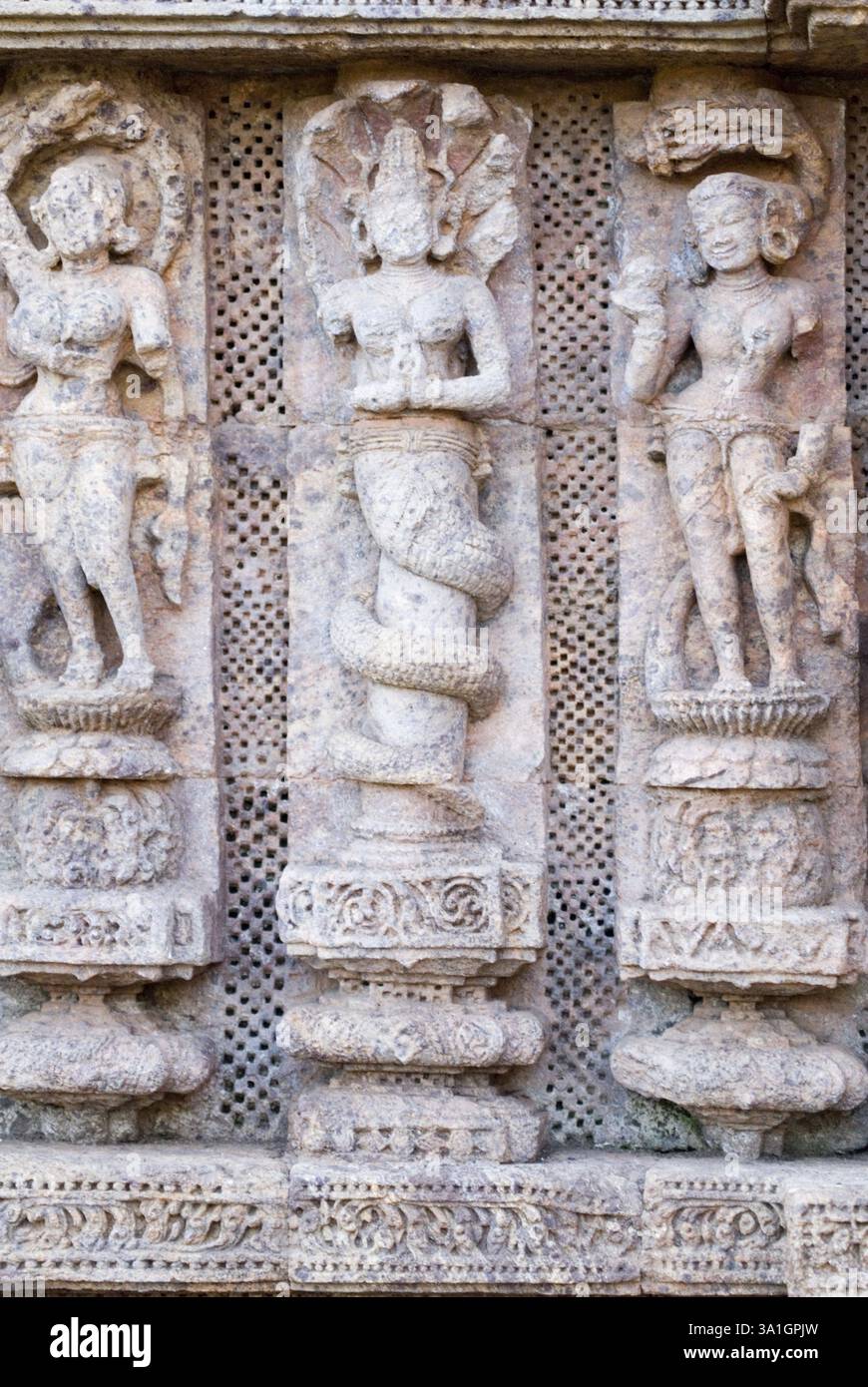 Naga half-human half-snake creature of Hindu mythology appears flanked ...