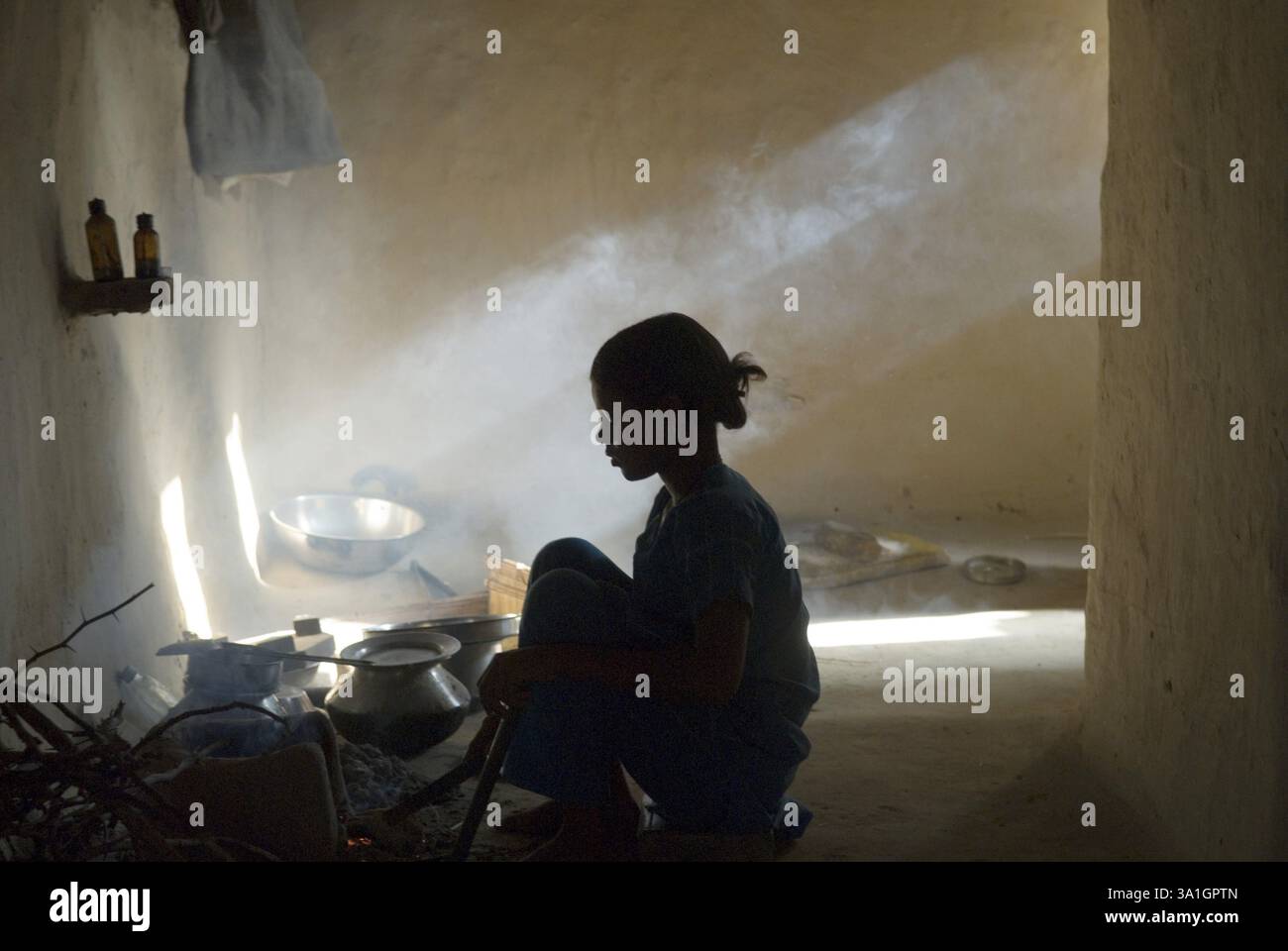 Girl cooking food in kitchen, Uttar Pradesh, India, Asia Stock Photo ...