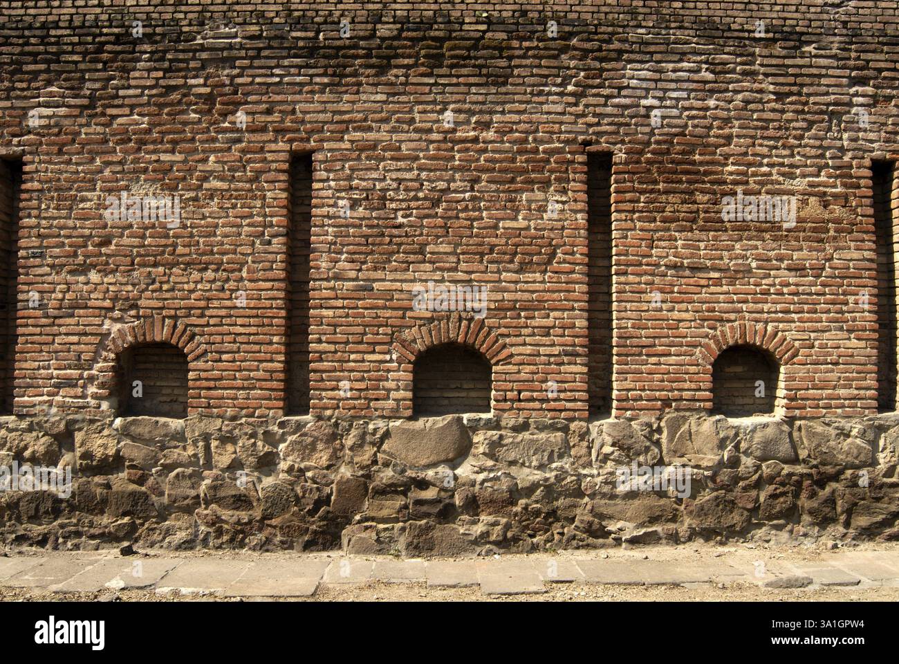 Ruins of Rampart of Shaniwarwada constructed in Burnt brick masonry and ...