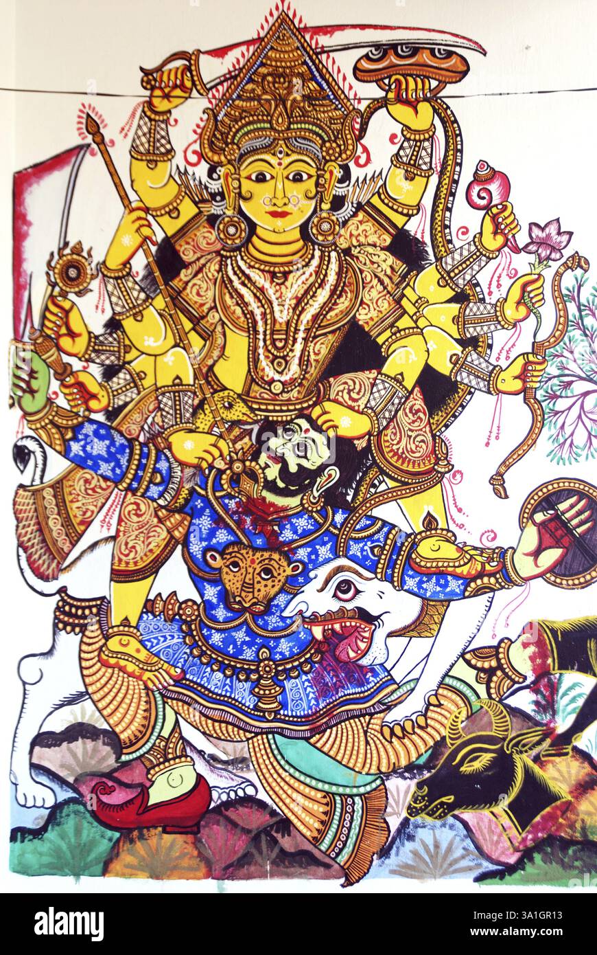 Goddess Durga Mata, Painting on wall, Raghurajpur called artist village ...