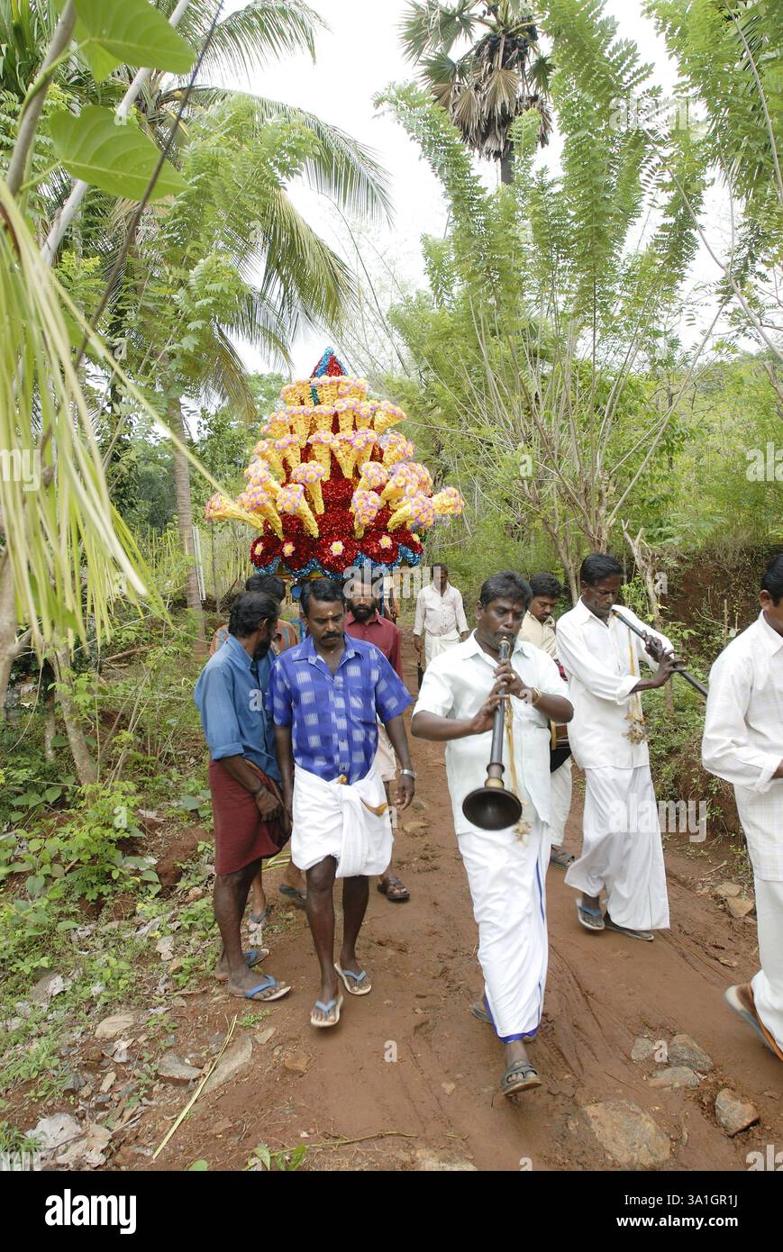 Musicians playing for temple festival, Kerala, India, Asia Stock Photo ...