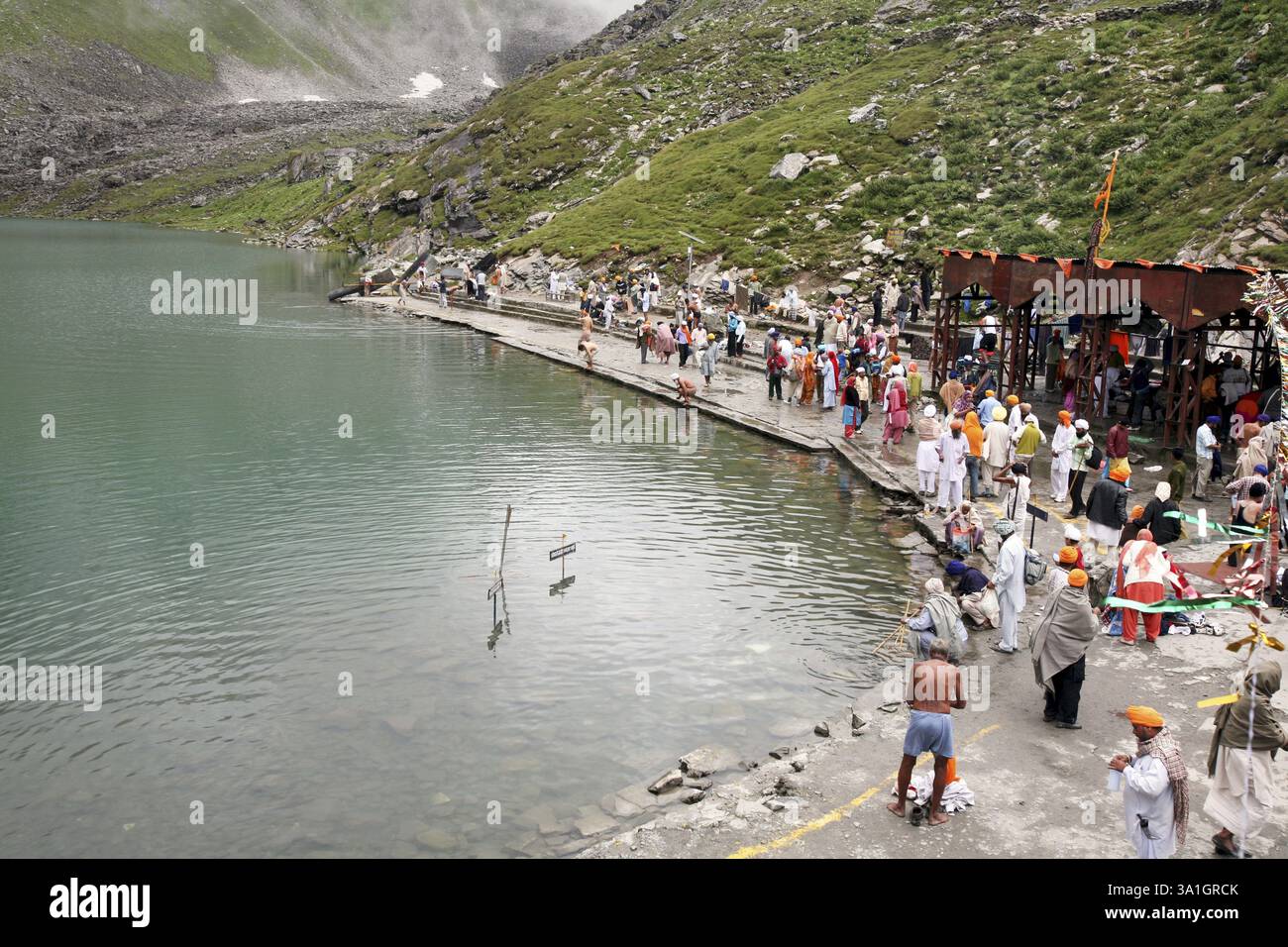 The Hemkund Lake at Sikhs shrine Shri Hemkund Sahib situated (4, 320 ...