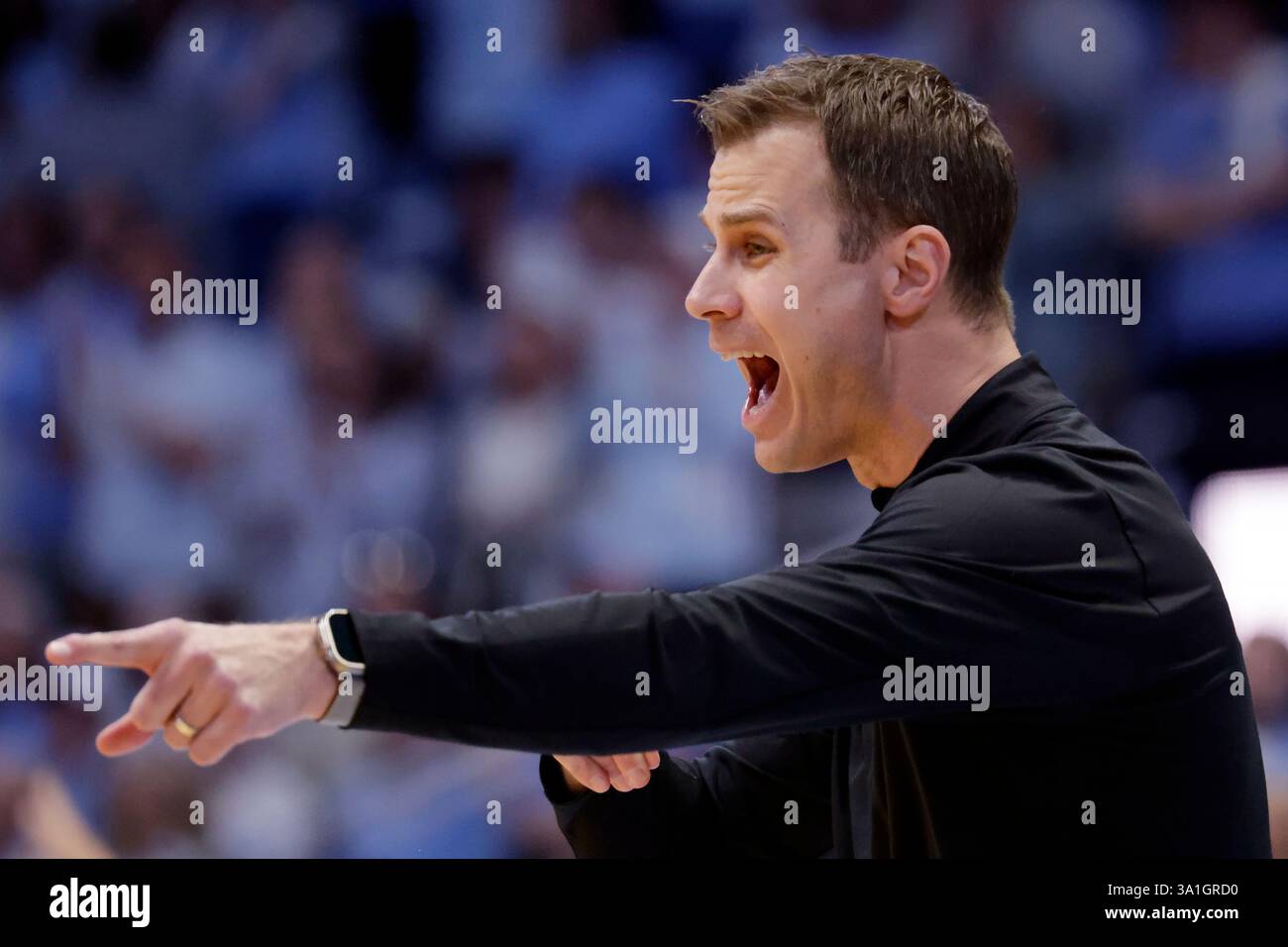 Duke head coach Jon Scheyer directs his team during the second half of ...