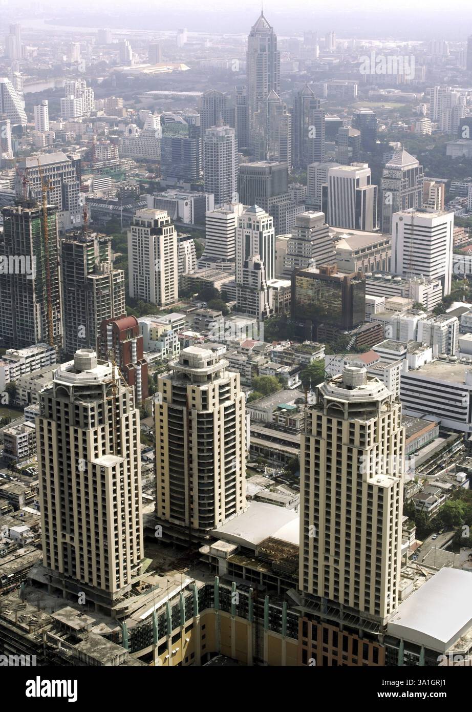 Arial view city modern skyscrapers Bangkok Thailand South East Asia ...