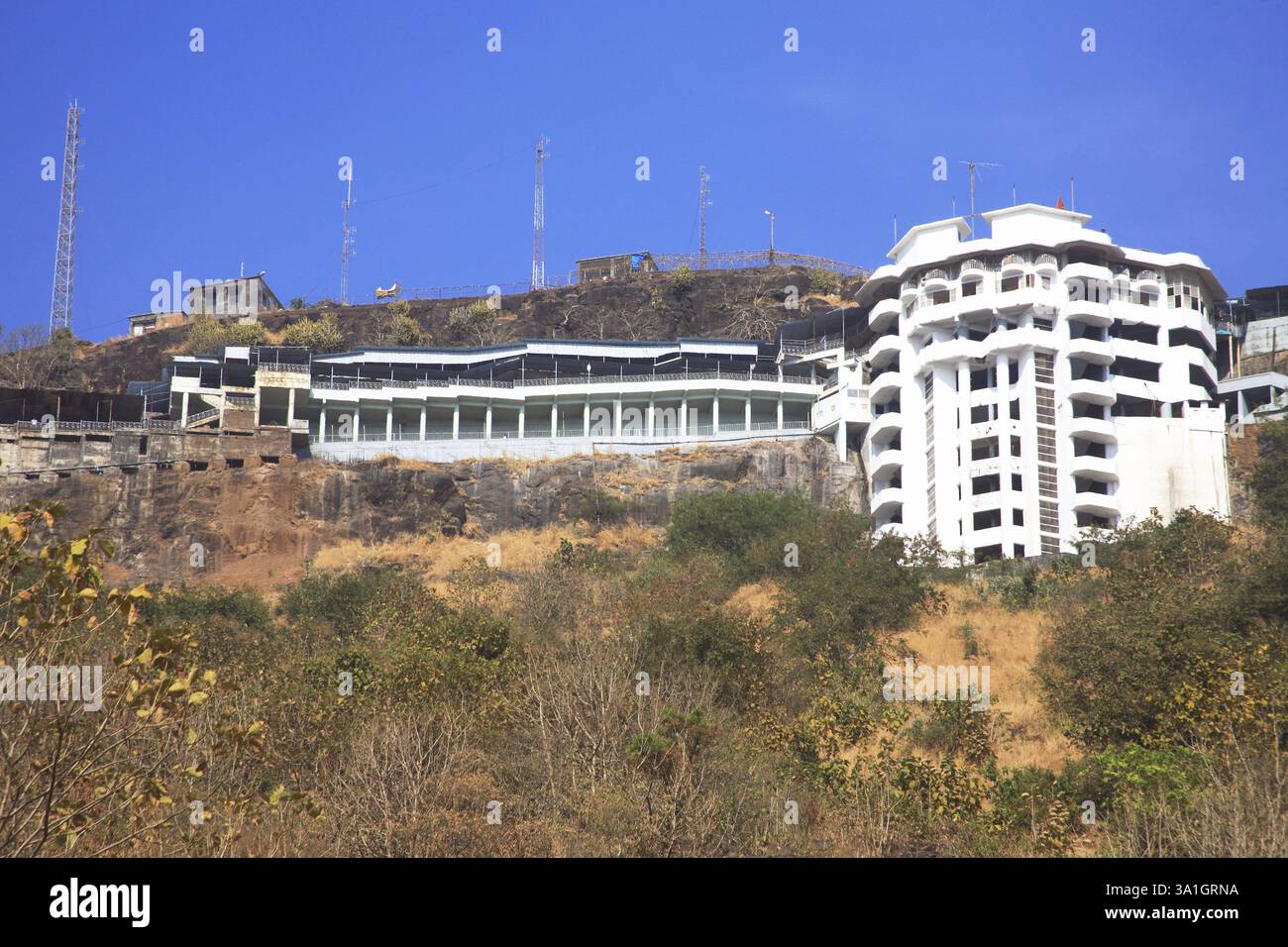 Goddess Durga Devi's Ambe Mata Jivdani Mandir temple on top of the hill ...