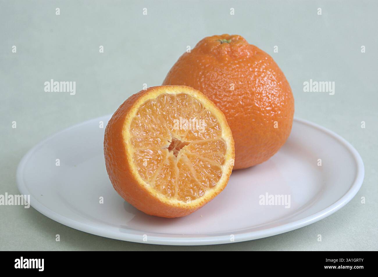 Fruit, one full Orange (Citrus reticulata, Clementin, Rutaceae) and one ...