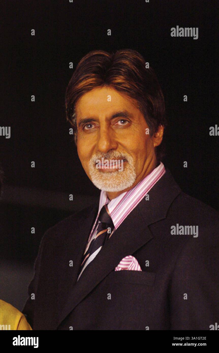 Portrait of South Asian Indian Bollywood actor Amitabh Bachchan at KBC ...