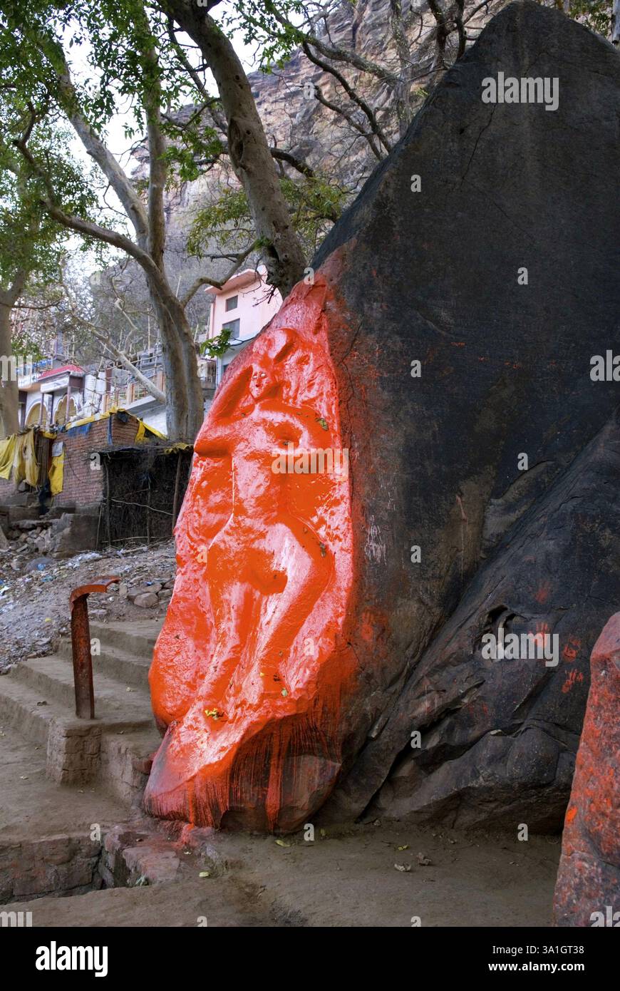 Statue of god carved on stone in Sati anusaya temple, Chitrakoot, Uttar ...