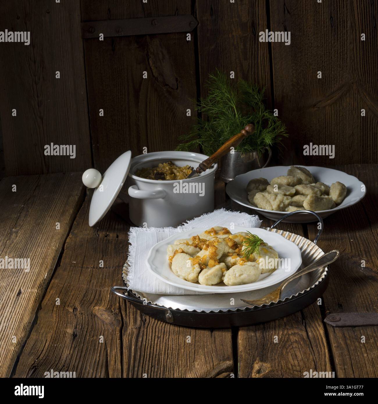Silesian grey potato dumplings Stock Photo - Alamy