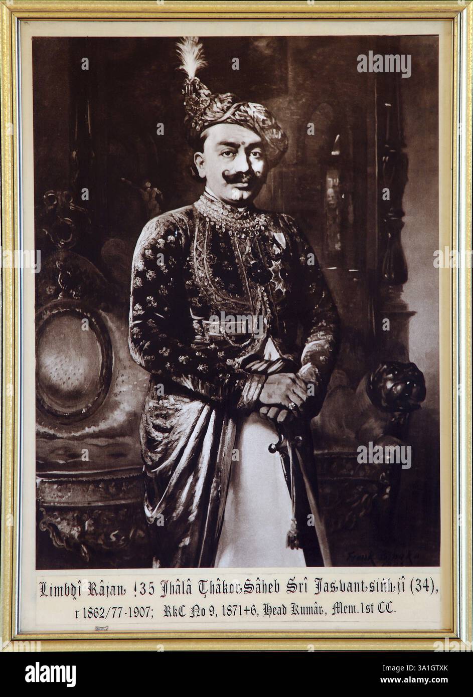 Painting and old royal portrait of Limboi Rajan 35 Thakur Saheb Sri ...