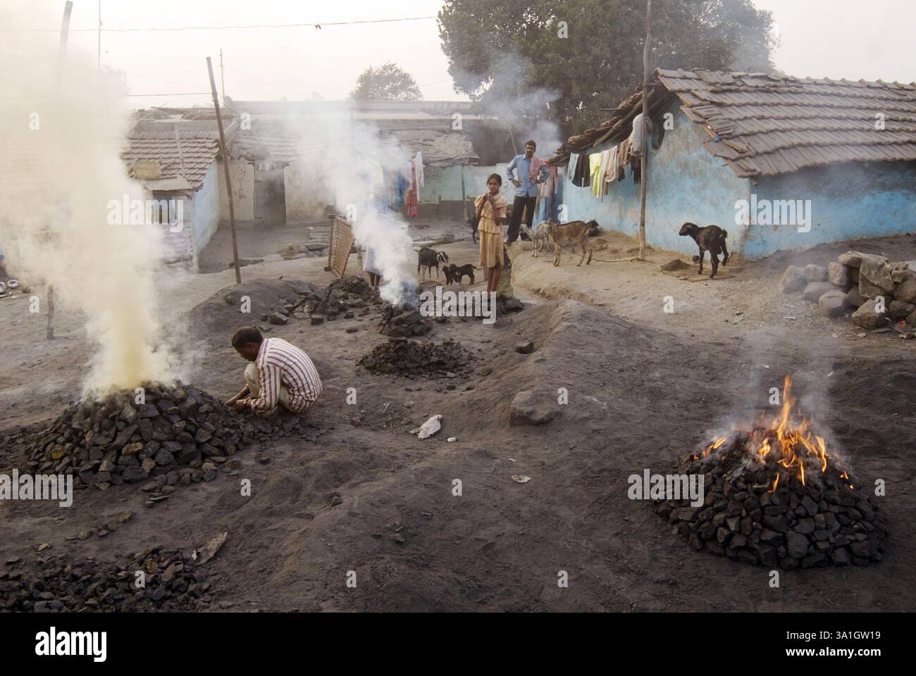 Coal prepared for household use Dhanbad, Jharkhand, India, Asia Stock ...