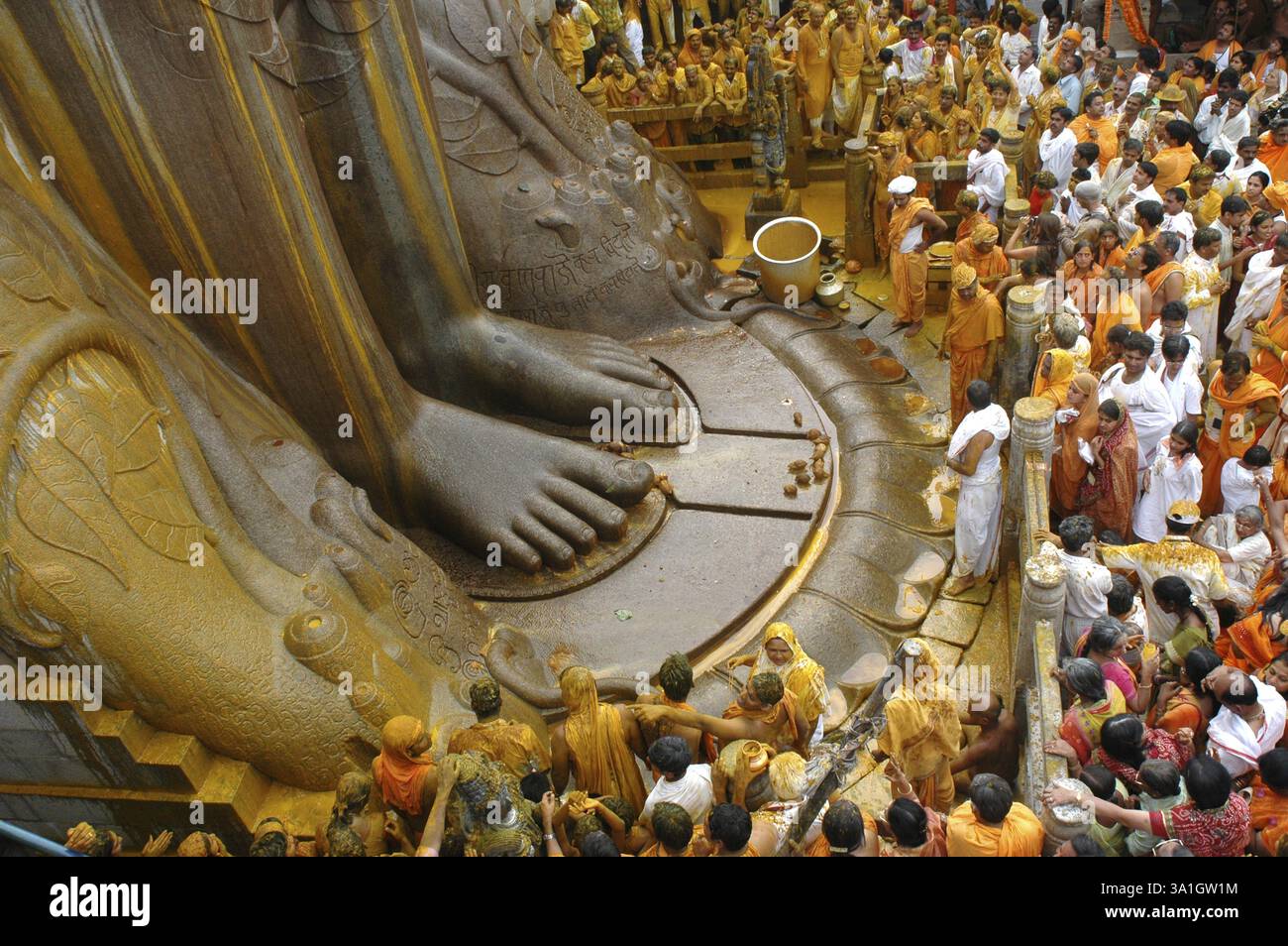 Foot of 58.8 feet monolithic statue of jain saint Gomateshwara lord ...