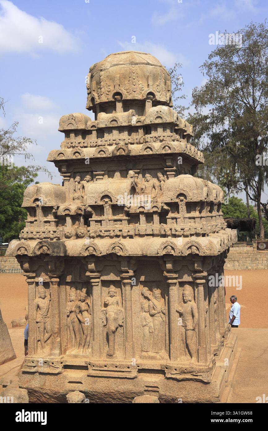 Arjuna Ratha and Pancha Rathas, carved during the reign of King Mamalla ...