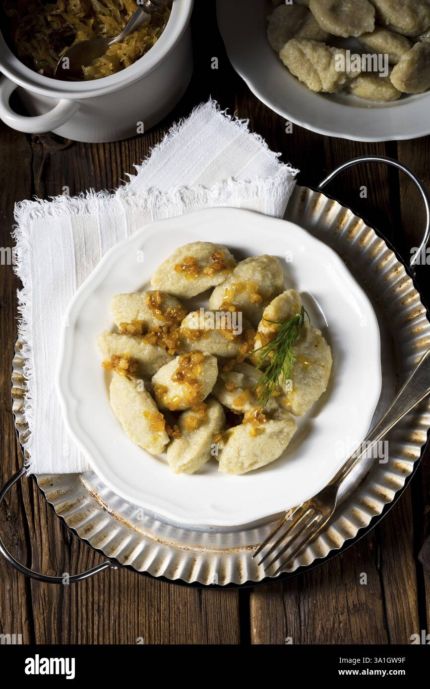 Silesian grey potato dumplings Stock Photo - Alamy